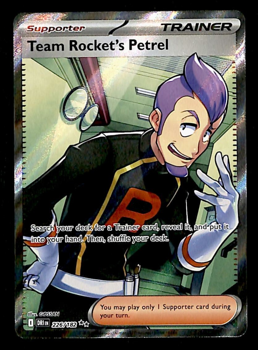 Team Rockets Petrel Full Art Trainer Destined Rivals NM, 226/182 Pokem