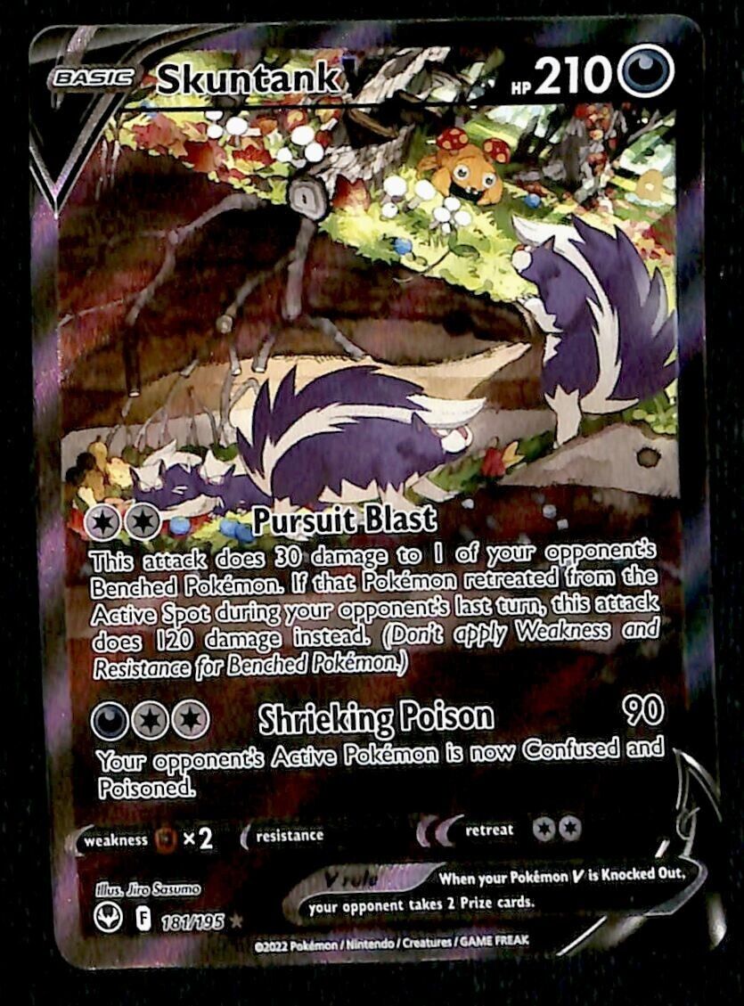 Skuntank V Full Art Silver Tempest 181/195, NM Pokemon Card