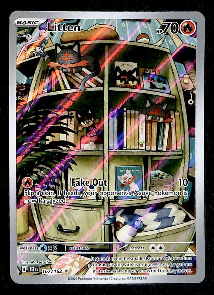 Litten Illustration Rare Temporal Forces 167/162, NM Pokemon Card