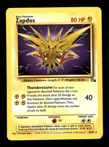 Zapdos Fossil EX, 28/62 Pokemon Card