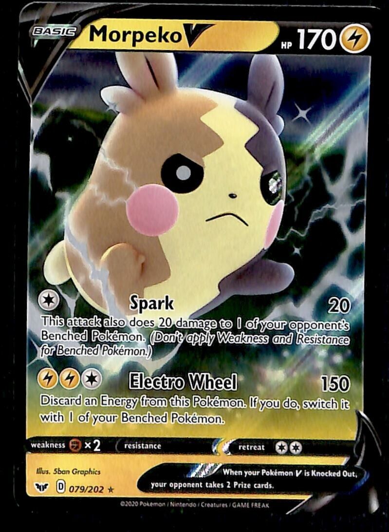 Morpeko V Ultra Rare Sword & Shield 079/202, NM Pokemon Card