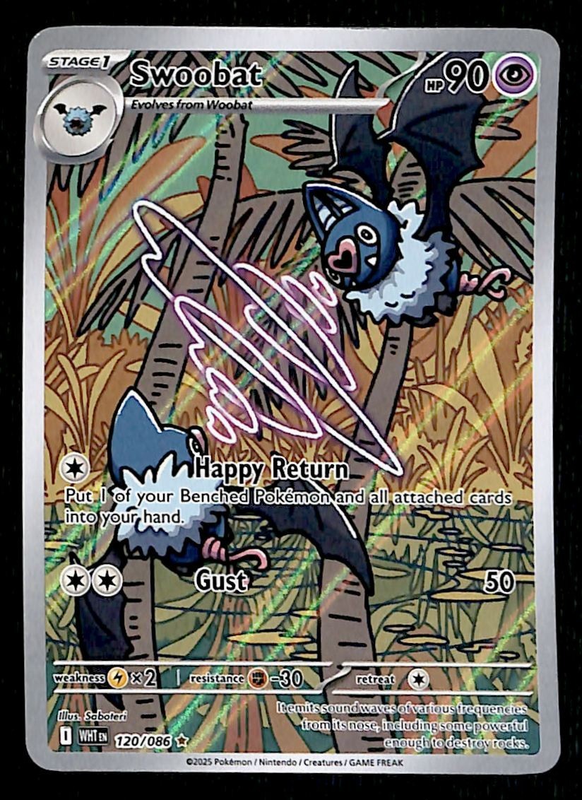 Swoobat Illustration Rare White Flare 120/086, NM Pokemon Card
