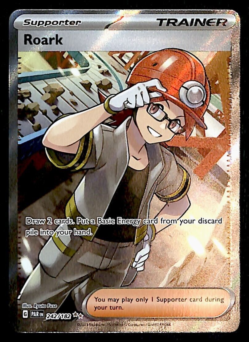 Roark Full Art Trainer Paradox Rift 242/182, NM Pokemon Card