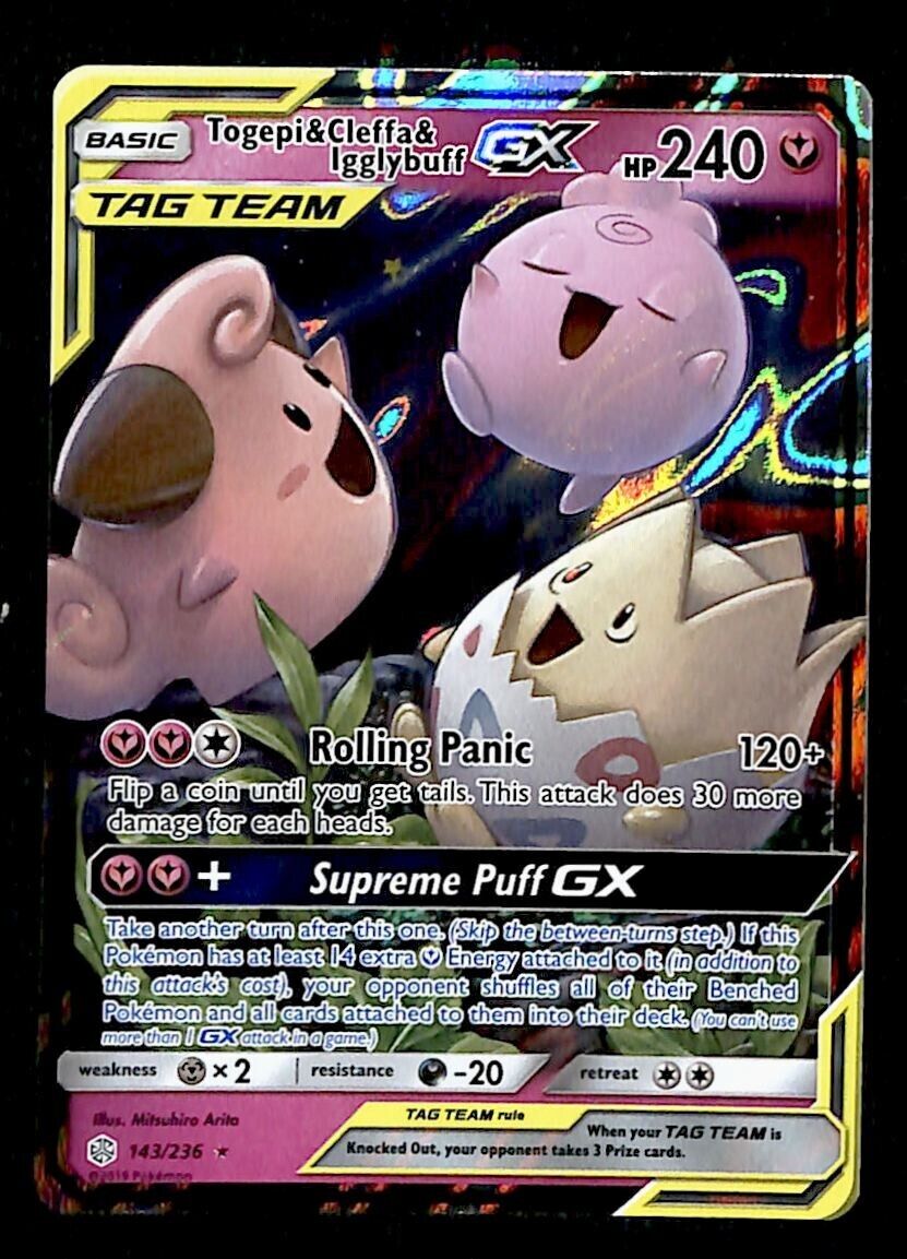 Togepi & Cleffa & Igglybuff GX Tag Team Cosmic Eclipse 143/236, NM Pok