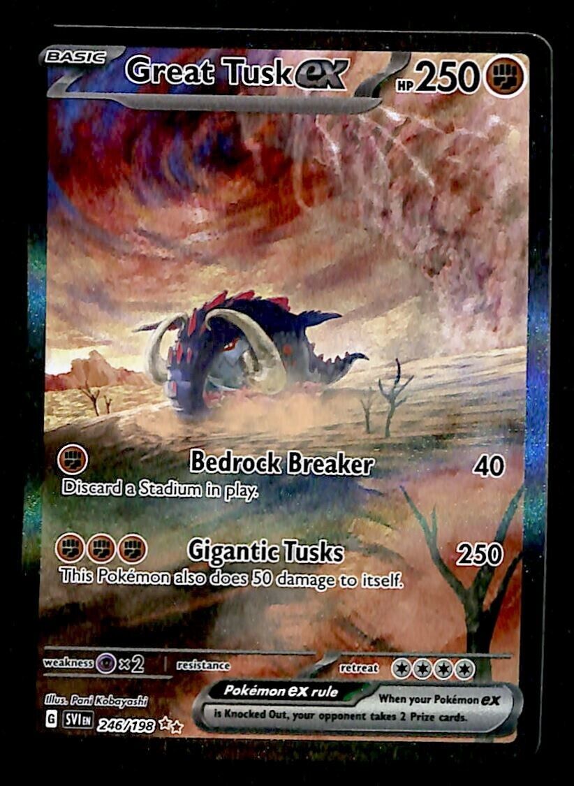 Great Tusk ex Illustration Rare Scarlet & Violet Bae 246/198, NM Pokem