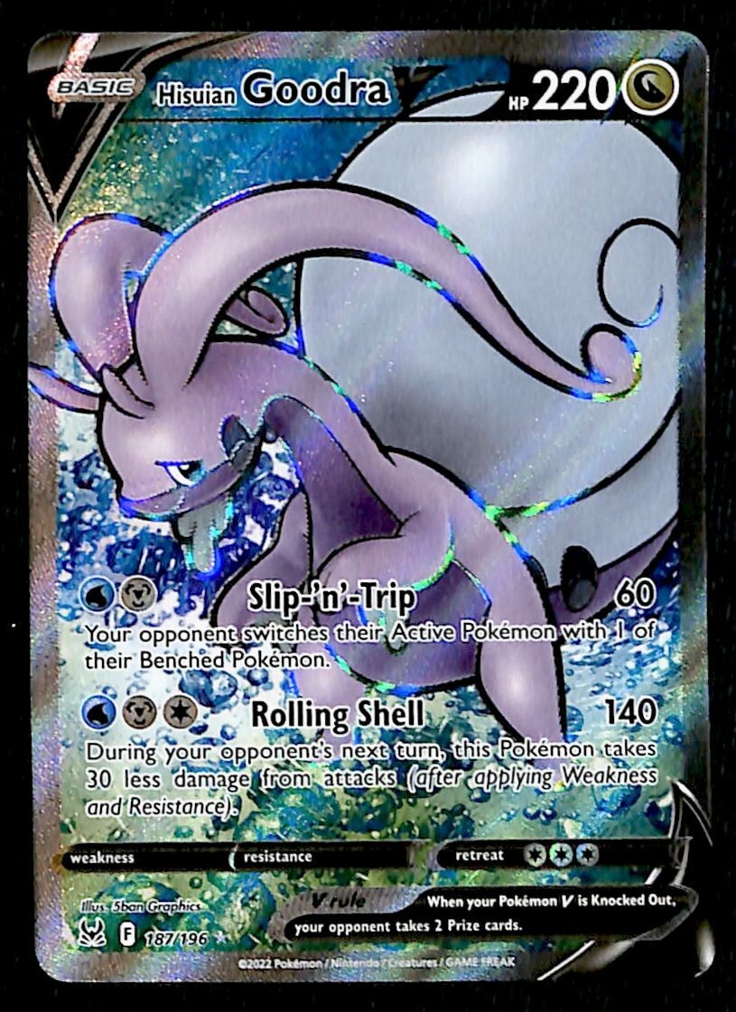 Hisuian Goodra V Full Art Lost Origin 187/196, EX Pokemon Card