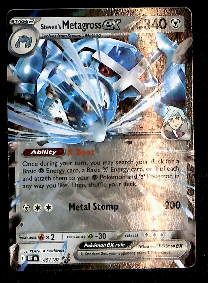 Steven's Metagross ex Rare Destined Rivals 145/182, NM Pokemon Card