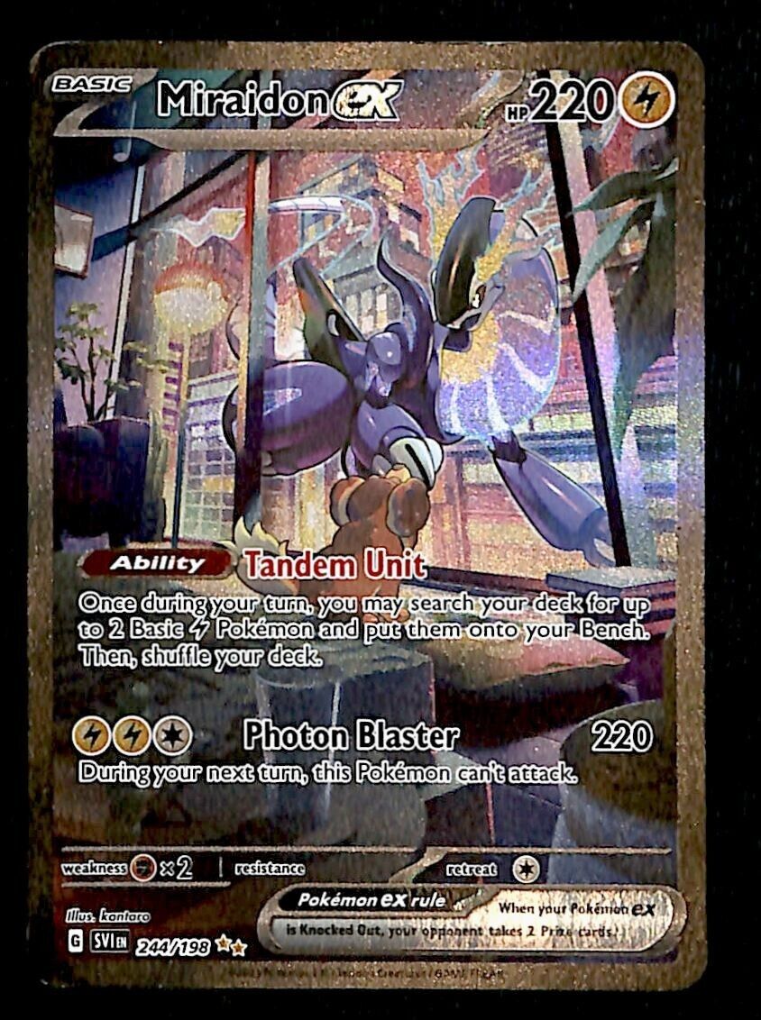 Miraidon EX Illustration Rare Scarlet & Violet Base 244/198, VG Pokemo
