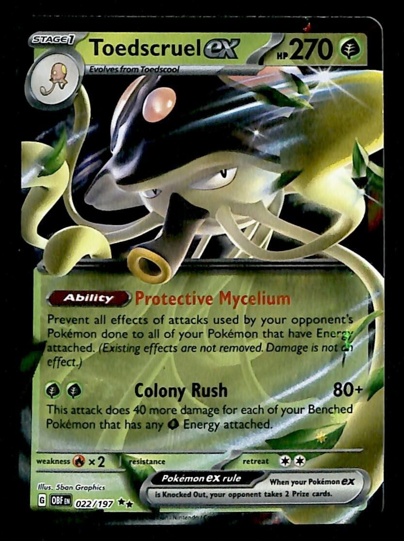 Toedscruel ex Obsidian Flames 022/197, NM Pokemon Card