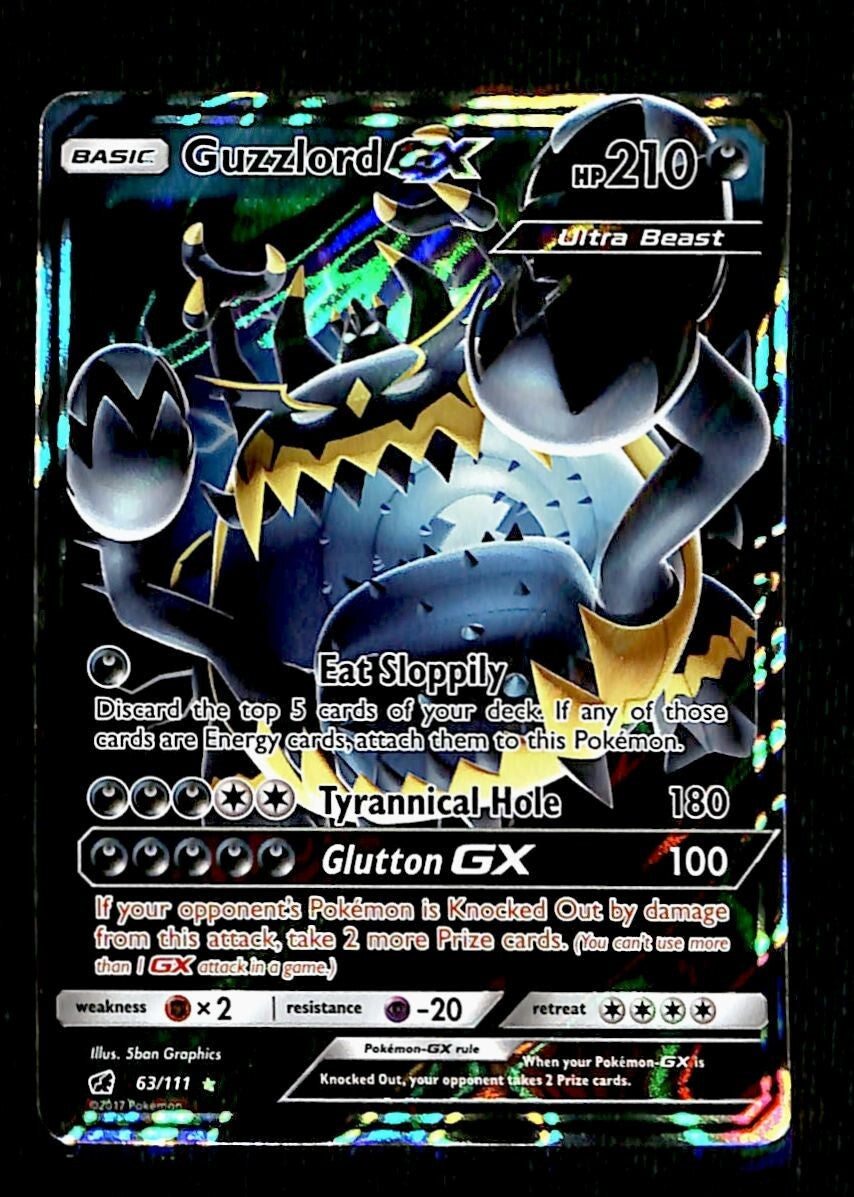 Guzzlord GX Crimson Invasion 63/111, NM Pokemon Card