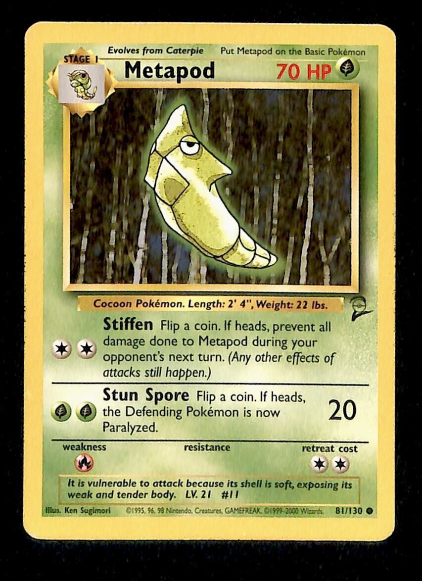 Metapod Base Set 2 VG, 81/130 Pokemon Card