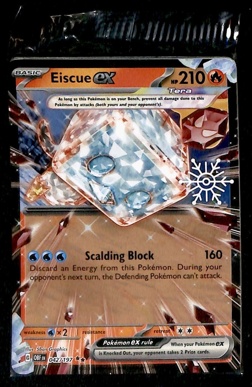 Eiscue ex Snowflake Stamp Obsidian Flames 042/197, SEALED Pokemon Card