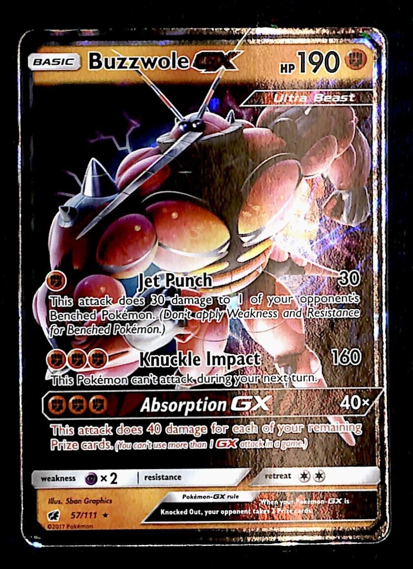 Buzzwole GX Crimson Invasion 57/111, NM Pokemon Card