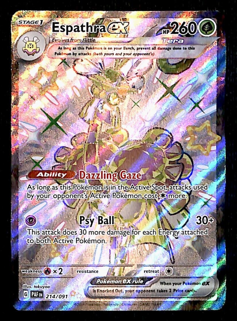 Espathra ex Full Art Paldean Fates 214/091, NM Pokemon Card