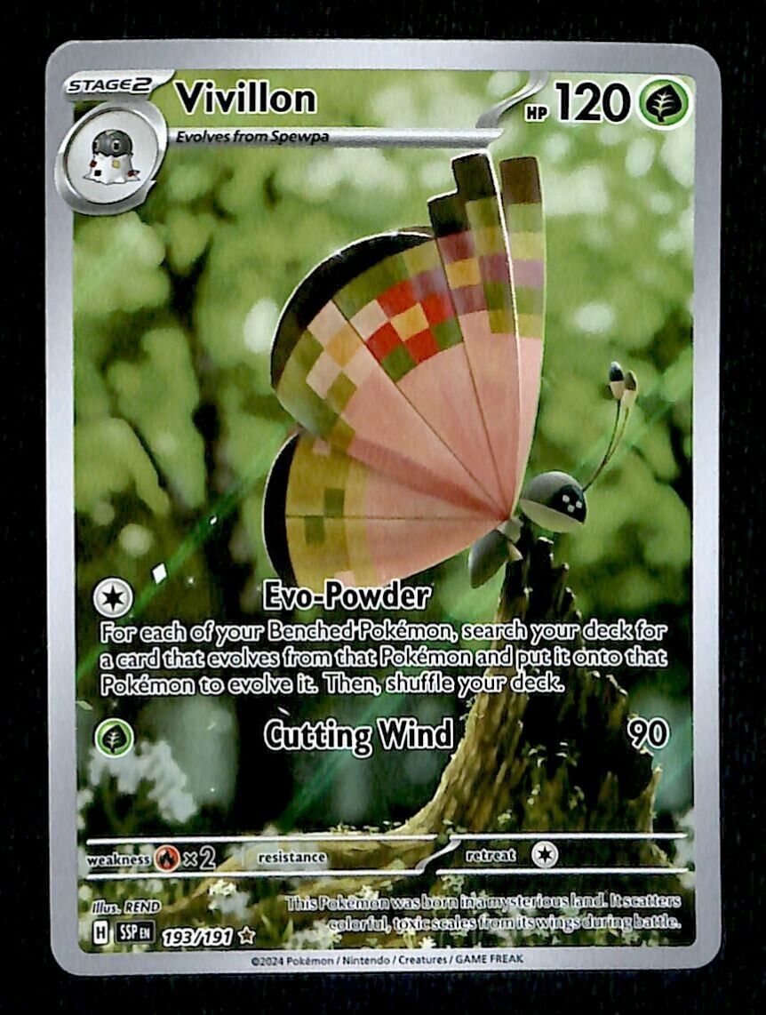Vivillon Illustration Rare Surging Sparks 193/191, NM Pokemon Card