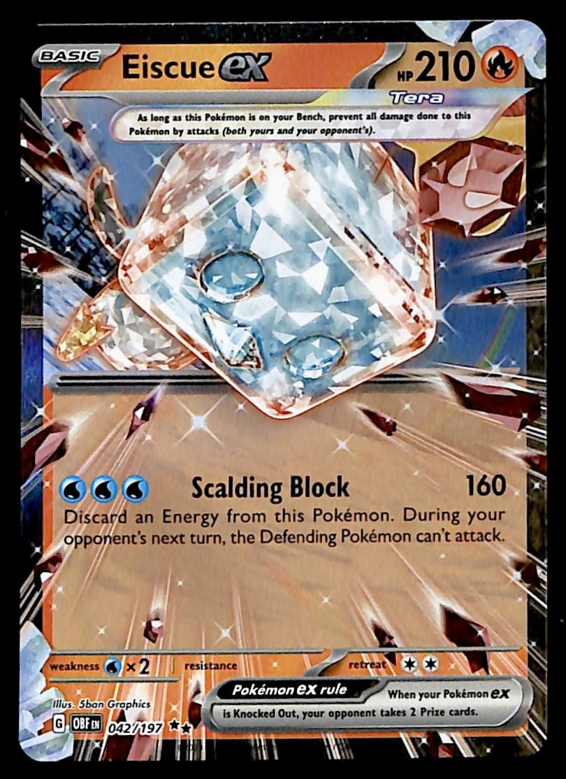 Eiscue ex Double Rare Obsidian Flames 042/197, NM Pokemon Card