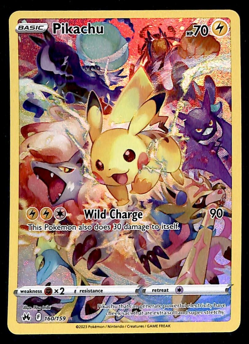 Pikachu Full Art Crown Zenith 160/159, NM Pokemon Card