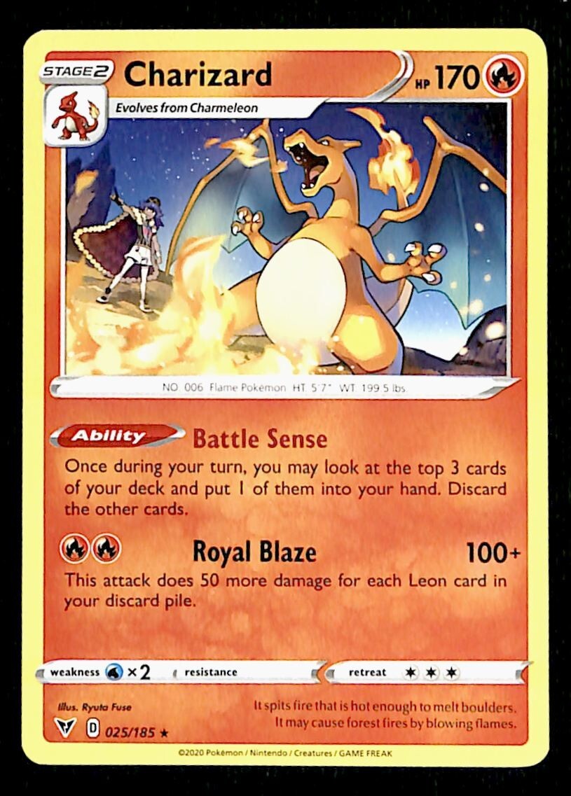 Charizard Vivid Voltage Regular Rare 025/185, NM Pokemon Card