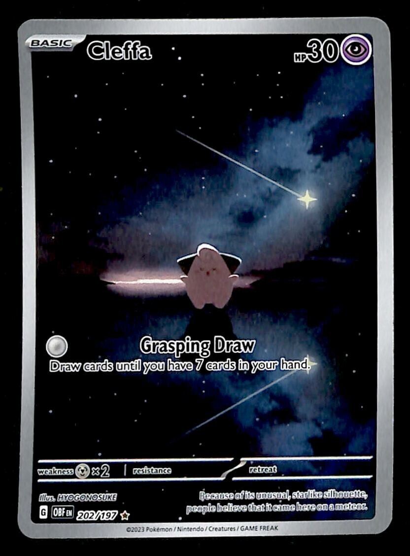 Cleffa Illustration Rare Obsidian Flames 202/197, EX Pokemon Card