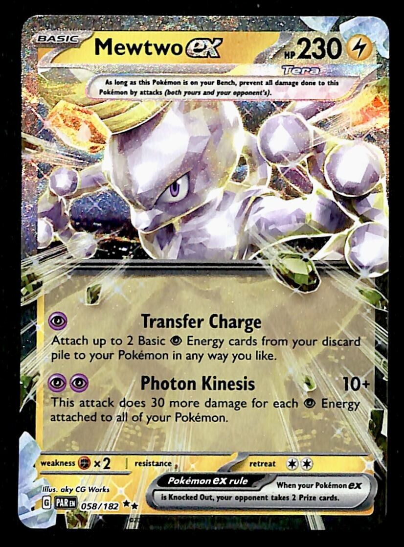 Mewtwo EX Ultra Rare Paradox Rift 058/182, NM Pokemon Card