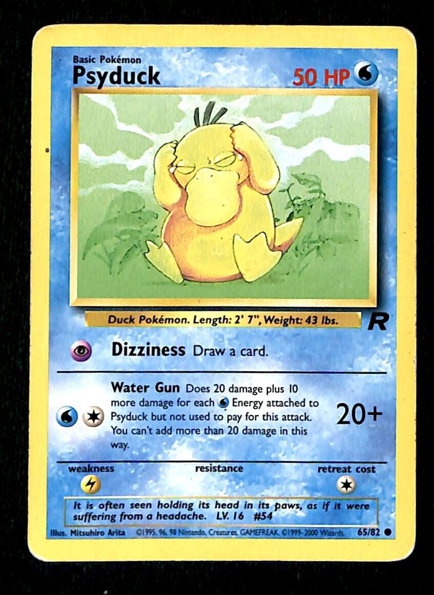 Psyduck Team Rocket VG, 65/82 Pokemon Card.
