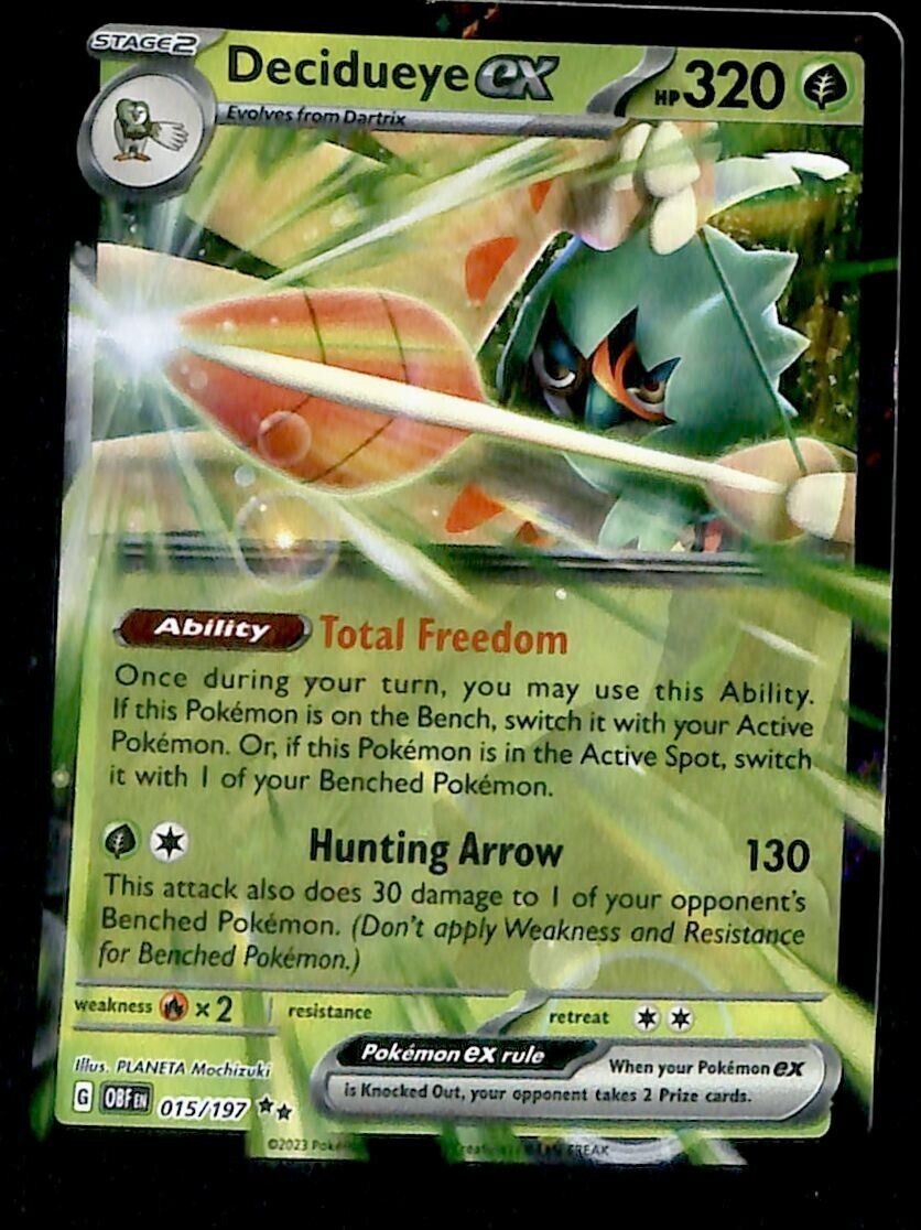 Decidueye ex Ultra Rare Obsidian Flames 015/197, NM Pokemon Card