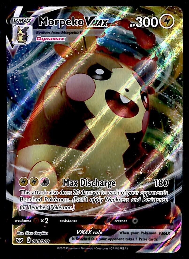 Morpeko Vmax Full Art Sword & Shield 080/202, NM Pokemon Card