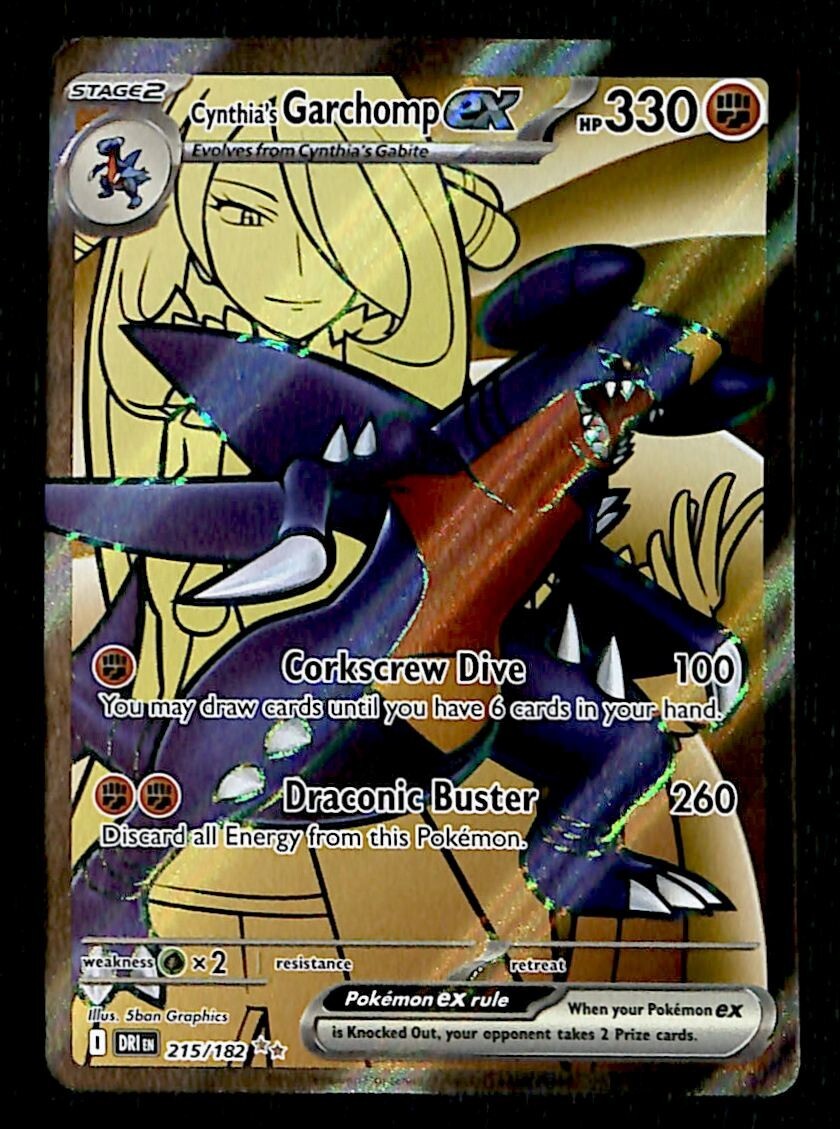 Cynthia's Garchomp ex Secret Rare Destined Rivals 215/182, NM Pokemon