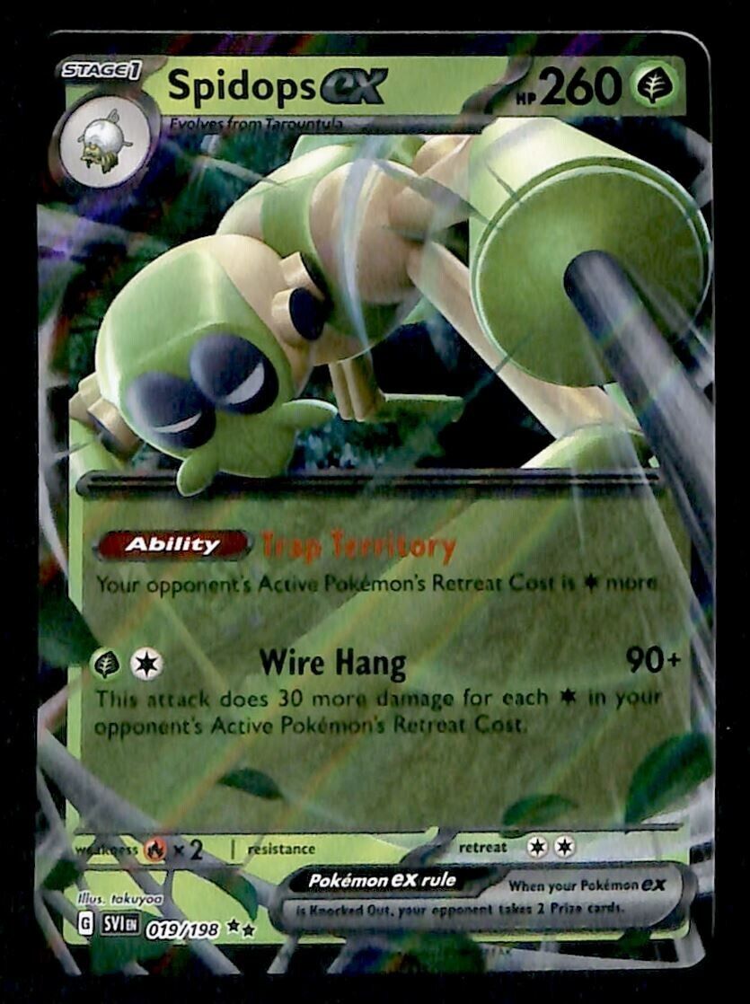 Spidops EX Ultra Rare Scarlet & Violet Bae 019/198, NM Pokemon Card