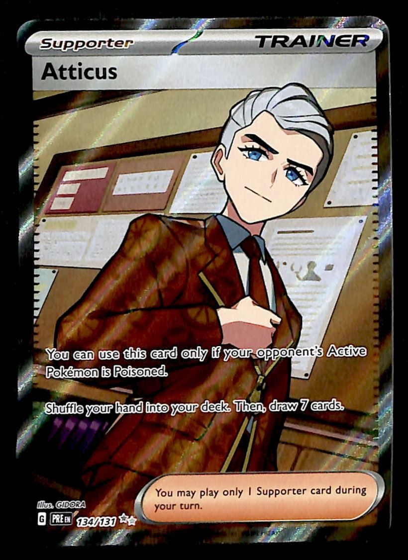 Atticus Full Art Trainer Prismatic Evoloutions 134/131, NM Pokemon Car