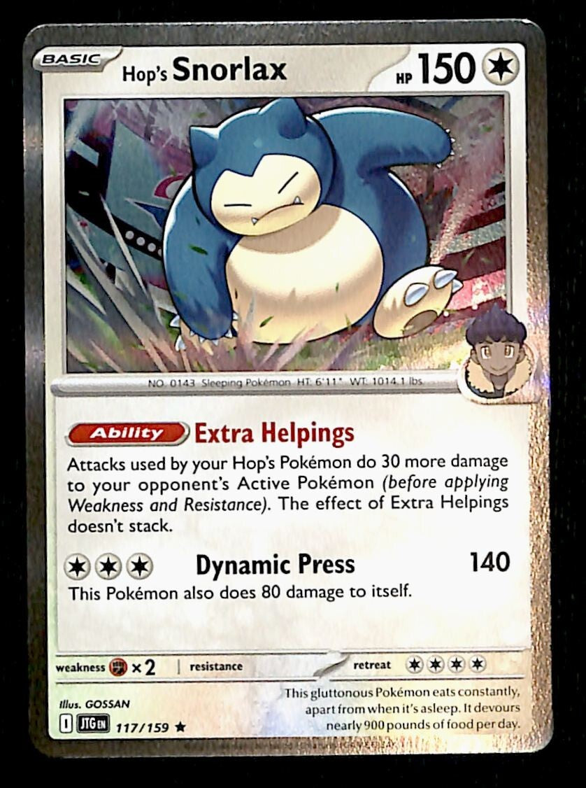 Hops Snorlax Holo Journey Together 117/159, NM Pokemon Card