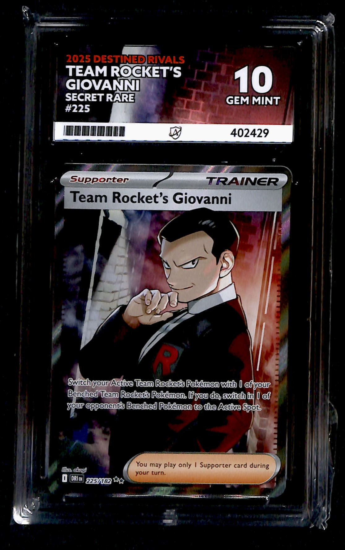 Team Rockets Giovanni Destined Rivals 225/182, ACE 10 Pokemon Card